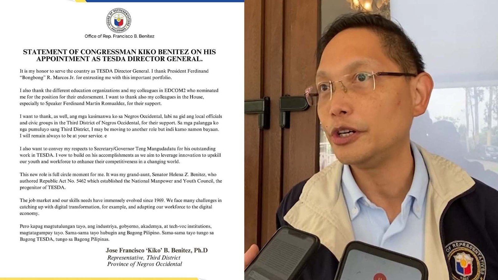 3rd District Cong. Francisco Kiko Benitez gin-appoint ni PBBM bilang ...